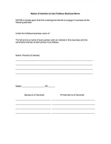 Fictitious Business Name Use Notice | Business Forms